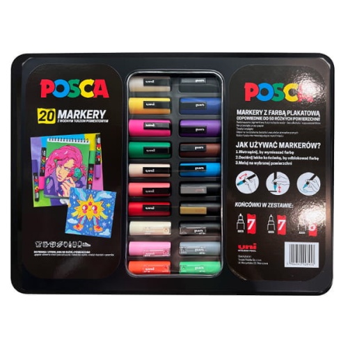 Zestaw markerów Uni Posca MIX w metalowej kasecie - 20 kolorów Sklep ...